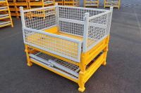 China Electrostatic Spraying Foldable Wire Mesh Pallet Cage 500-1000kg Warehouse Storage for sale