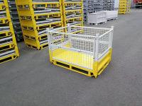 China Electrostatic Spraying Foldable Wire Mesh Pallet Cage 500-1000kg Warehouse Storage for sale