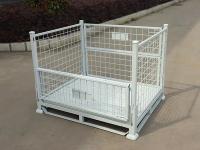 China Customizable Fold Stack Move Pallet Cage With 1000-2000kg Load Bearing Steel Construction Padlock Locking for sale