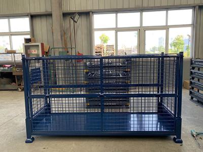 China Customized Padlock Locking Collapsible Stillage Cage 1000-2000kg Load Bearing Steel Pallet for sale