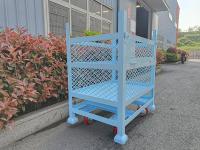 China Foldable Mesh Powder Coating Metal Pallet Cage For Warehouse Logistics for sale