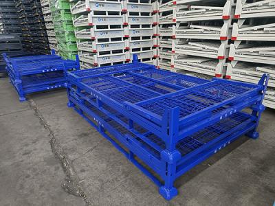 China Heavy Duty Metal Pallet Cage 1000kg Load Capacity Stackable Warehouse Storage for sale