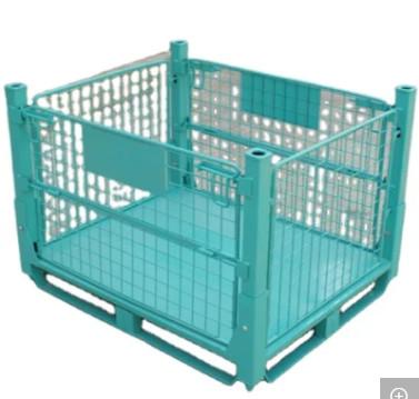China Powder Coated Steel Stillage Pallet Cage 800mm Depth Foldable for sale