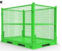 China Steel Stillage Pallet Cage 1000mm x 800mm Foldable Custom Color Wheels for sale