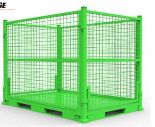 China Steel Stillage Pallet Cage 1000mm x 800mm Foldable Custom Color Wheels for sale