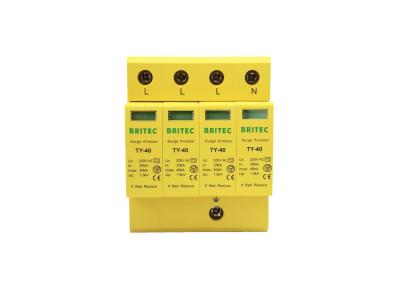 China 4P 40KA AC Lightning Protection 3 phase Arrester Surge Protector Class C IP20 for sale