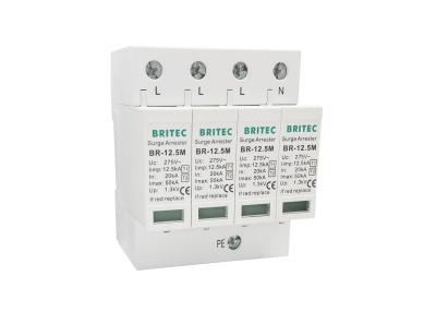 China 3 Phase Whole House Surge Suppressor 20kA 275V Type 1+2 Class I+II 4P Protection Device for sale