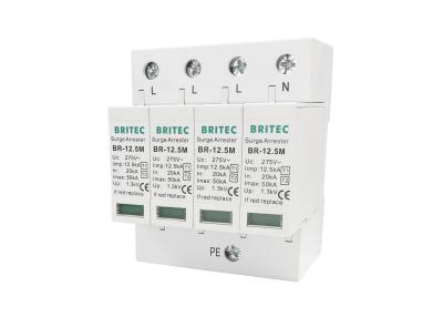 China AC 275V 12.5KA 4P Three Phase Power Surge Protection Device Lightning SPD for sale