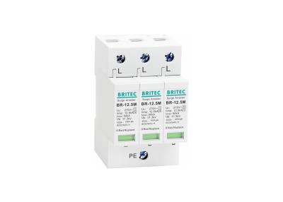 China BRITEC AC 12.5kA 275V Type 1+2 Surge Arrester Class B+C 3 Pole SPD for sale