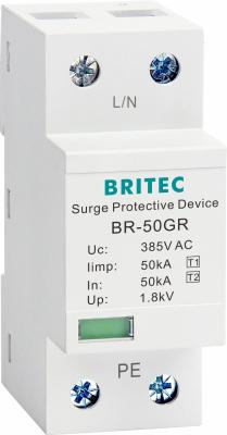 China BR-50GR 385V 1P 50kA Type 1+2 Din Rail Surge Protective Device SPD for sale