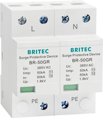 China BRITEC BR-50GR 275V 50kA Type 1+2 Surge Protection Device Din Rail Surge Arrester for sale