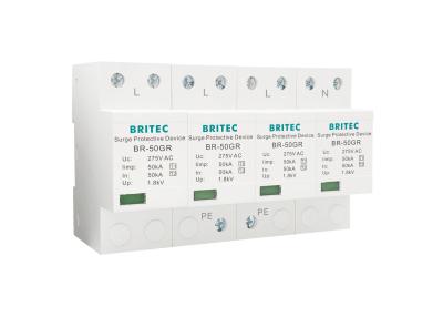 China Type 1 4-Pole Surge Protection Device 50kA Lightning Arrester IP20 275V for TN-S Systems for sale