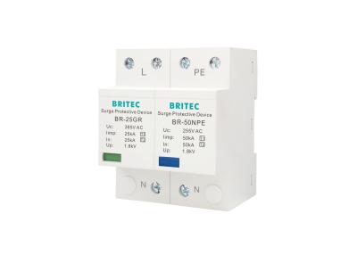 China 25kA Single Phase Type 1 Surge Protection Device 275V 1+1 Class I for TT TN-S Systems for sale