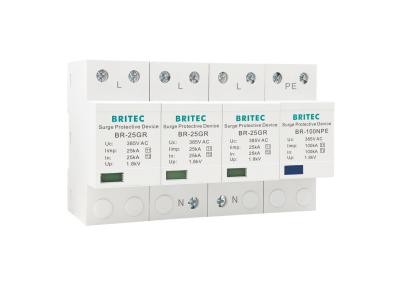 China BR-25GR 3P+NPE Type 1 Surge Protection Device - 25kA Lightning Arrester with 385V Operating Voltage for sale