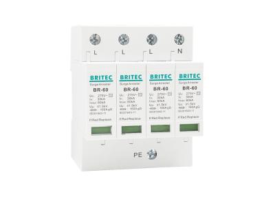 China 320V Voltage Limiter SPD Power Surge Protection Device 4P Class II 60KA with 25ns Response Time for sale