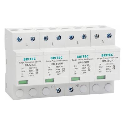 China BRITEC 50kA Type 1 Surge Protection Device 385V AC SPD Lightning Arrester for Industrial Systems for sale