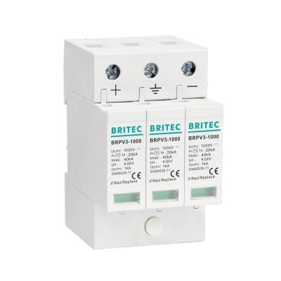 China BRPV3-1000 1000V 3P DC Solar PV Surge Protection Device 40kA Type 2 SPD for sale