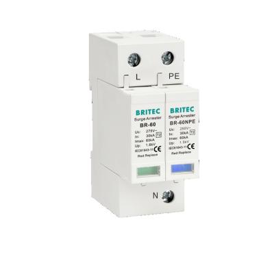 China BR-60 SPD Surge Protective Device Type 2 1P+1 60kA 275V Single Phase Lightning Arrester for sale