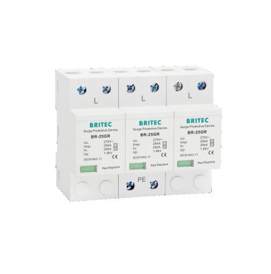 China BR-25GR 4P Type 1 Surge Protector 25kA 10/350µs Class I SPD Three Phase AC Surge Arrester for sale