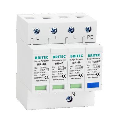 China BR-40 3P+1  T2  Type 2 Surge Arrester Lightning Arrestor 3 phase Thunder Protector Spd for sale