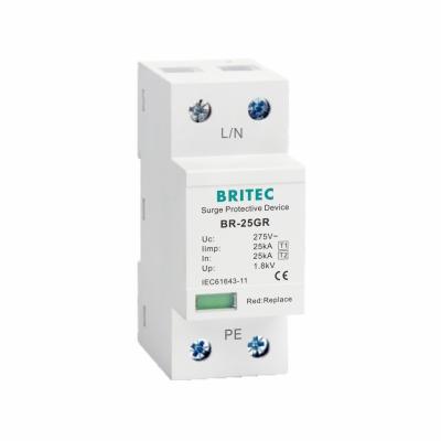 China 25kA Class I Type 1 Surge Protection Device Lightning Protector Uc 275V 1P for sale