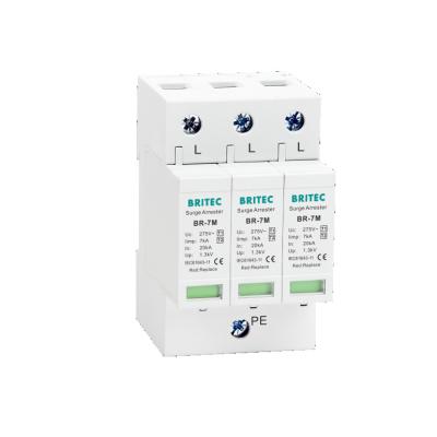 China BR-7M 3P 7kA Type 1+2 Surge Protective Device Lightning Arrester SPD 320V for sale