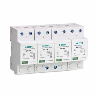 China 25KA T1 Surge Protector 4P Surge Protection Device Type 1+2+3 for sale