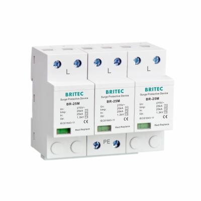 China 3P 25KA Type 1 Surge Protector Device 10/350 Waveform 150V  275V 320V for sale