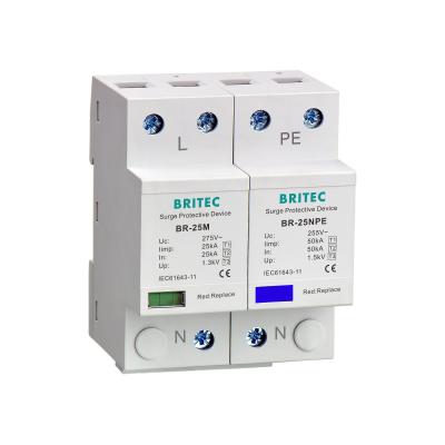 China 25kA Power Type 1 Surge Protector BR-25M 1+1 Low Voltage 275V/255V for sale