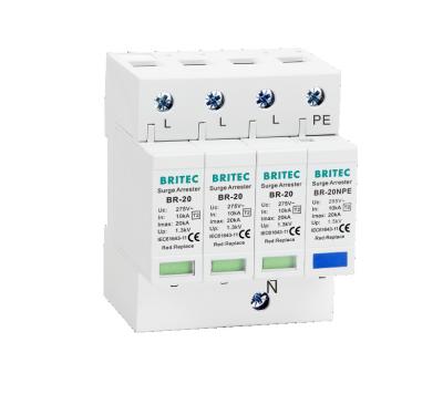 China BRITEC BR-20 3P+1 20kA Surge Protection Device SPD Lightning Arrester 275V-440V for sale