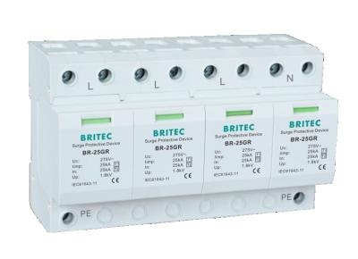 China BRITEC BR-25GR 4P T1+T2 Surge Arrester SPD 25kA DIN Rail 35mm AC for sale
