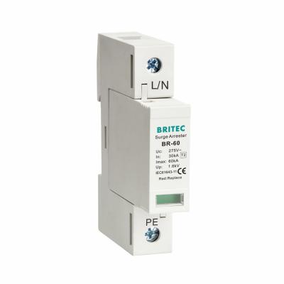 China BRITEC Surge Protection Device Type 2 60kA 1P Lightning Arrester Surge Protector for sale