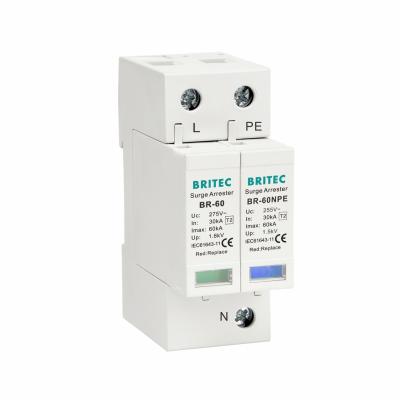 China BR-60 1+1 Type 2 Surge Protector Lightning Protection Device 60KA Class C for sale