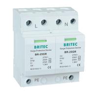 China BRITEC BR-25GR 2P Type 1 Surge Protection Device 25kA 275V AC Low Voltage Lightning Arrester SPD T1 for sale