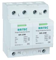 China BRITEC BR-25M 3P T1+T2 Surge Arrester B+C 25kA 10/350 DIN Rail 35mm SPD for sale