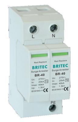 China BRITEC BR-40 2P Surge Protection Device 150V-440V 20kA-200kA Type 2 SPD for sale