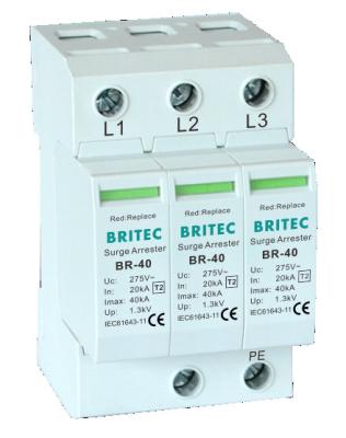 China BR-40 3P Surge Protector Device Three Phase Spd Lightning Arrester 40kA for sale