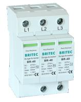 China BRITEC BR-40 4P Surge Protection Device Three Phase SPD 150V-440V 8/20 Waveform for sale