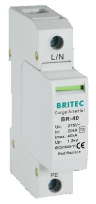 China BRITEC BR-40 3P+1 Surge Protection Device Lightning Arrester 40kA 385V DIN Rail SPD for sale