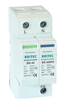 China BRITEC BR-40 1+1 Type 2 Surge Protection Device 230V 400V SPD Lightning Arrester for sale