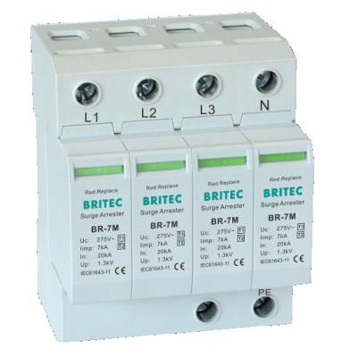 China BRITEC BR-7M 4P T1+T2 Surge Arrester B+C 25kA SPD for 3 Phase AC 50/60Hz for sale