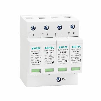 China BR-80 4P Type 2 Surge Protection Device SPD 80KA 4P Surge Protector for sale
