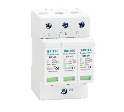 China BRITEC BR-80 3P Type 2 Surge Protection Device 80kA 385V AC Surge Arrester for sale