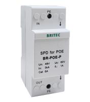 China BRITEC BR-POE-P 48V POE Surge Protector Cat6 RJ45 DIN Rail SPD 0.5kA for sale