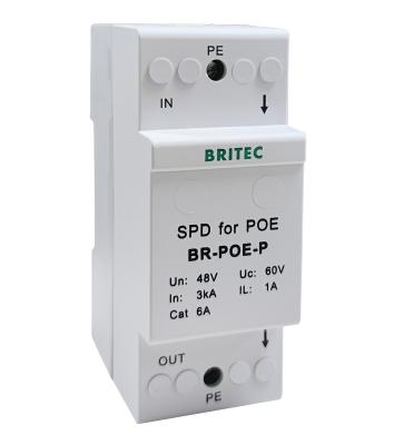 China BRITEC BR-POE-P 48V POE Surge Protector Cat6 RJ45 DIN Rail SPD 0.5kA for sale