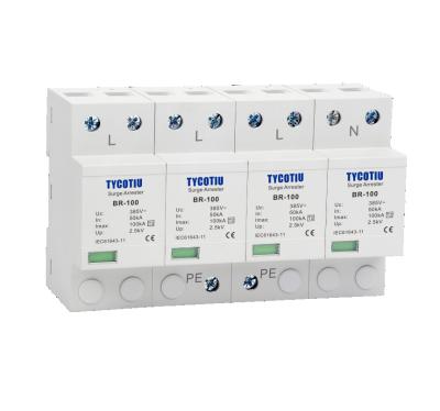 China BR-100 4P Type 2 Surge Protection Device 385V SPD 100kA Varistor Arrester for sale