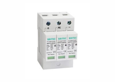 China 3 Pole DC 600V Photovoltaic Surge Protector 40kA SPD Type 2 Class II DIN Rail Mount for sale