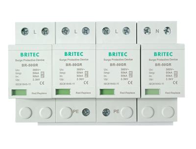 China BR-50GR 4P Type 1 Surge Protection Device 50kA 385V AC Lightning Arrester TUV for sale