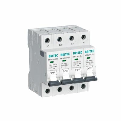 China BRSCB-I-12.5 4P SCB Surge Protection Device 500V DIN Rail Mount with 25ns Response Time for sale