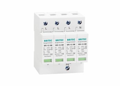 China Class I+II SPD 4P 275V 12.5kA Surge Protection Device Surge Arrester for sale